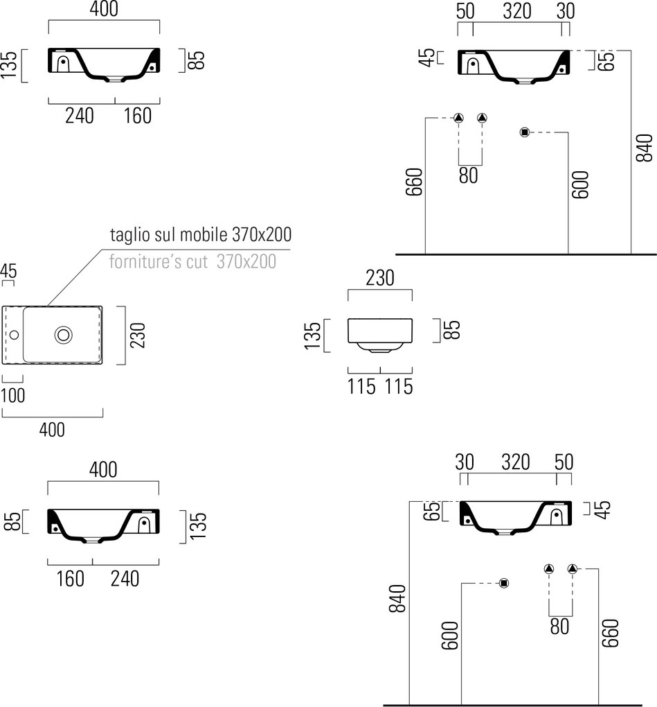 GSI Sapho, NUBES keramické umyvadlo 40x23 cm, bílá ExtraGlaze
