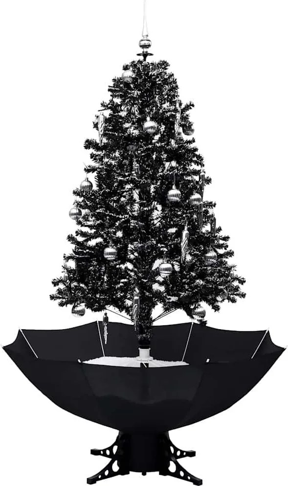 Sněžící vánoční stromek s deštníkovým stojanem černý 170 cm PVC 289933