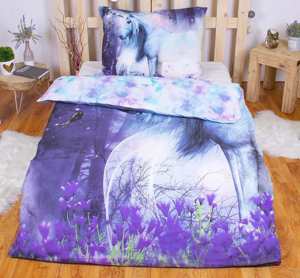 3D bavlněné povlečení Charming Unicorn 140x200+70x90