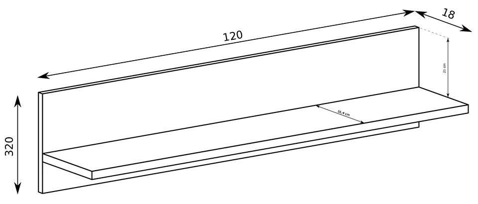 FONTI | závěsná police F-9 | 120 cm | dub karamel
