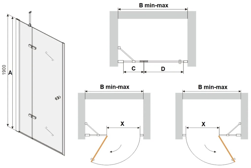 Sprchové dveře MEXEN ROMA 100 cm