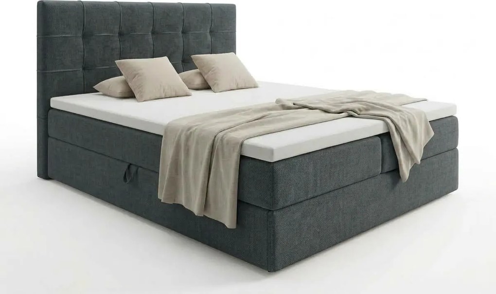 Čalouněná postel boxspring DIRELIS VIBE 180x200 cm tmavě šedá Matrace: Matrace Bonell pružinová