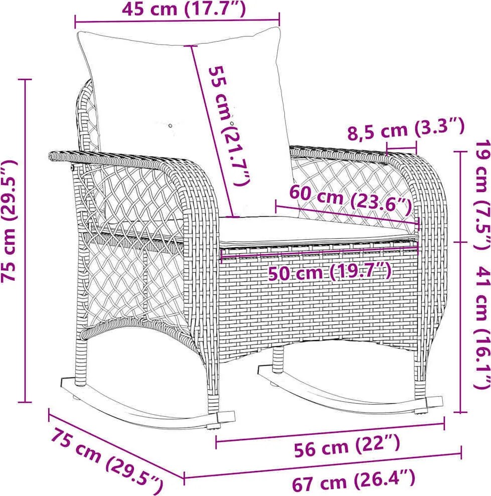 vidaXL Zahradní houpací křeslo s poduškami polyratan [4104198] Barva: béžová a šedá