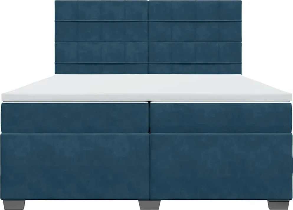 Box spring postel s matrací modrá 200 x 200 cm samet 3291006