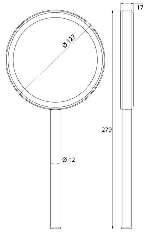 Emco Cosmetic mirrors Pure - Kulaté ruční zrcadlo, Ø 127 mm, 3 násobné zvětšování, chrom 109400131