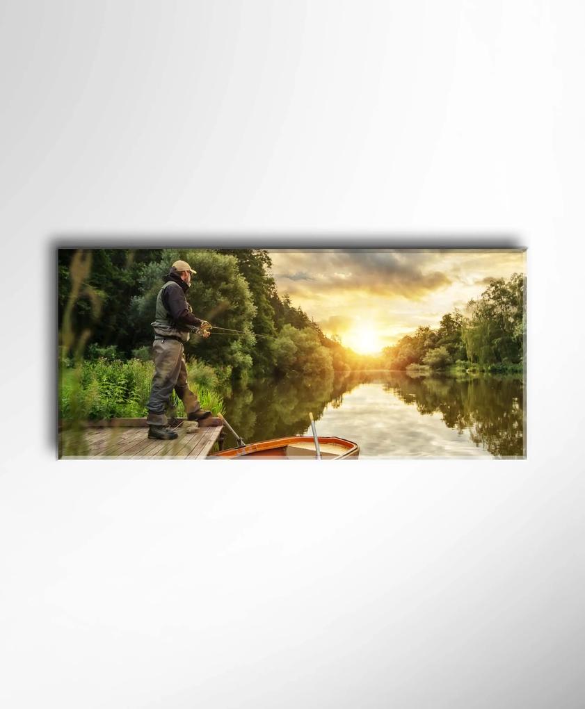 Malvis ® Obraz Rybář s prutem ROZMĚR (šířka x výška): pětidílné schody obdélník 150x75 cm