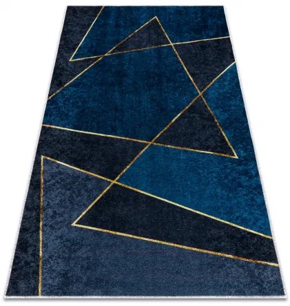 Kusový koberec pratelný MIRO 52097.801 Geometrický protiskluzový modrý Rozměr: 80x150 cm