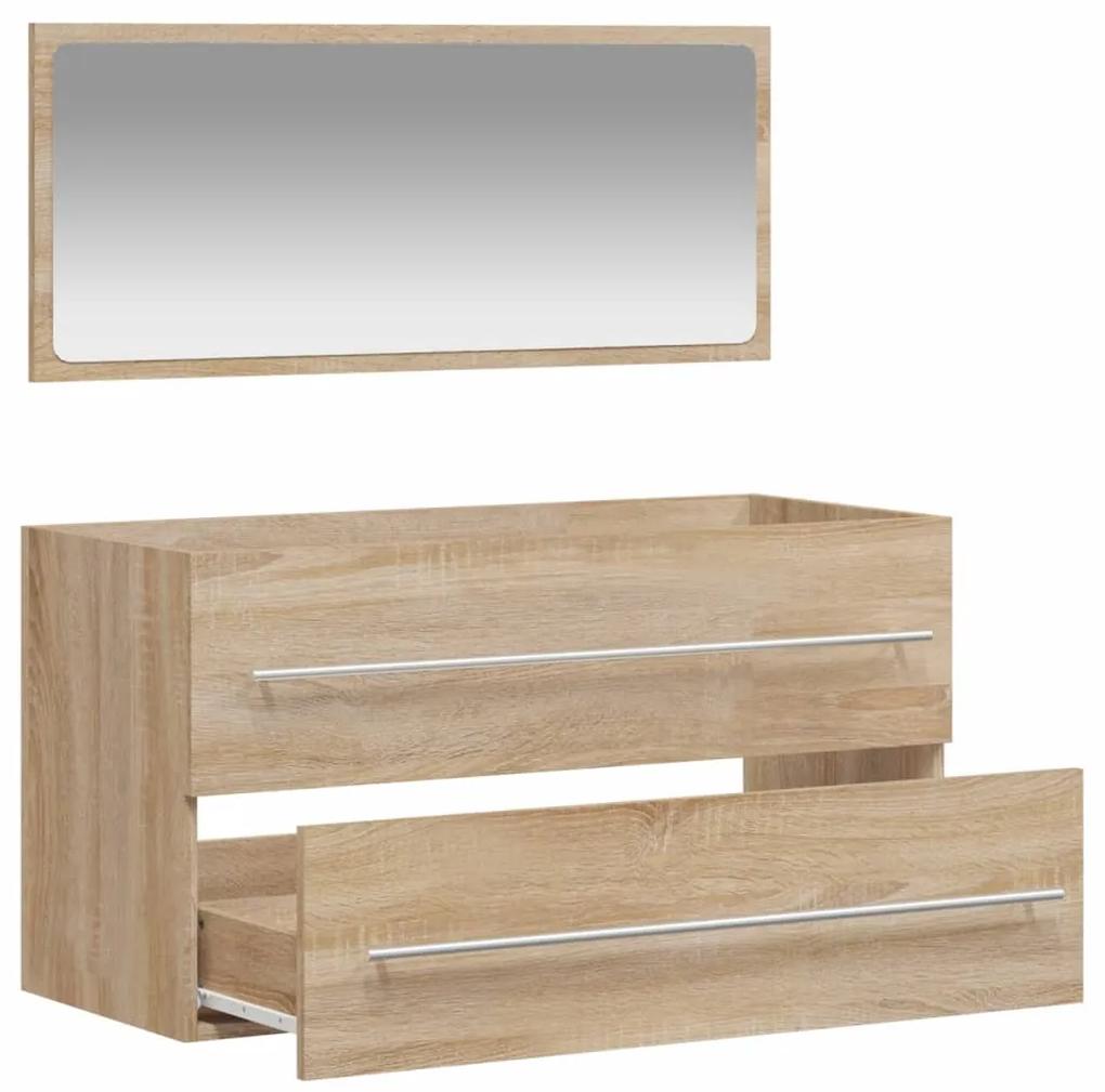 Koupelnová skříňka se zrcadlem dub sonoma kompozitní dřevo - Default Title