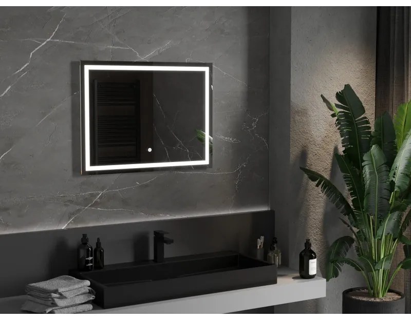 Mexen Miko podsvícené koupelnové zrcadlo 80 x 60 cm, LED 6000K, ventilátor - 9819-080-060-611-00