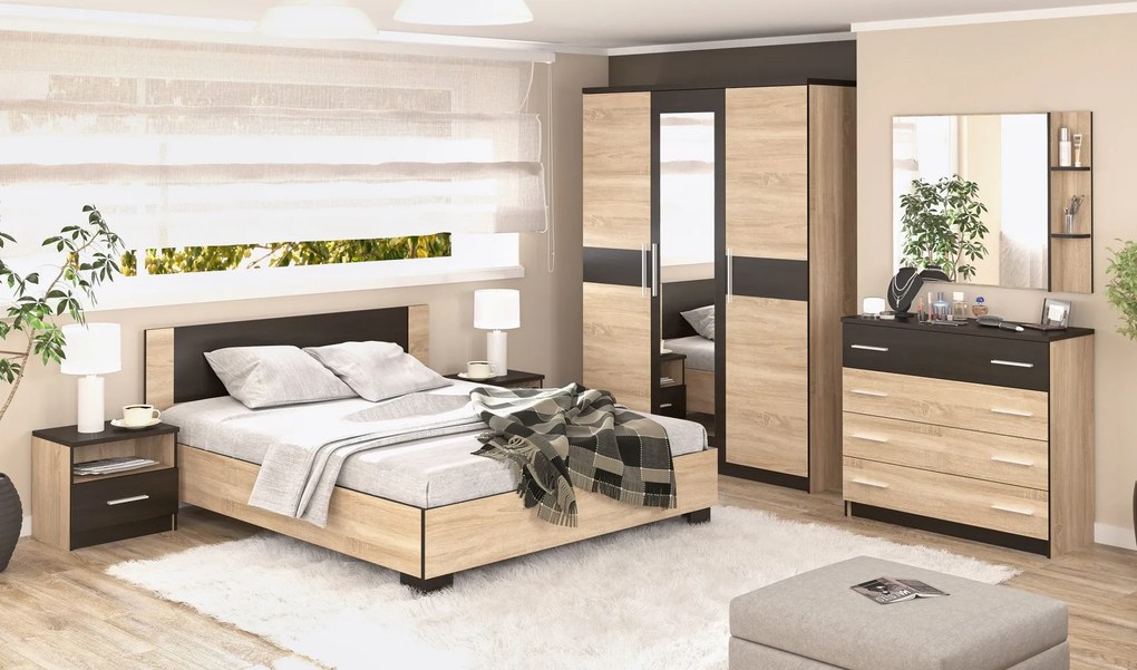 Sestava do ložnice II VERONIKA dub sonoma/wenge