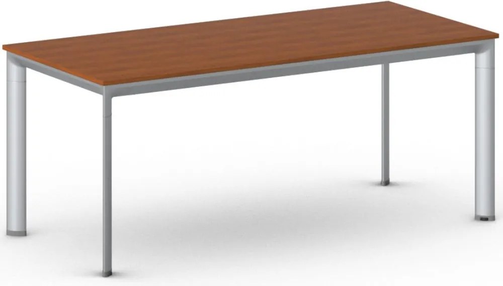 Jednací kancelářský stůl PRIMO INVITATION, 180x80 cm, šedostříbrná podnož, třešeň