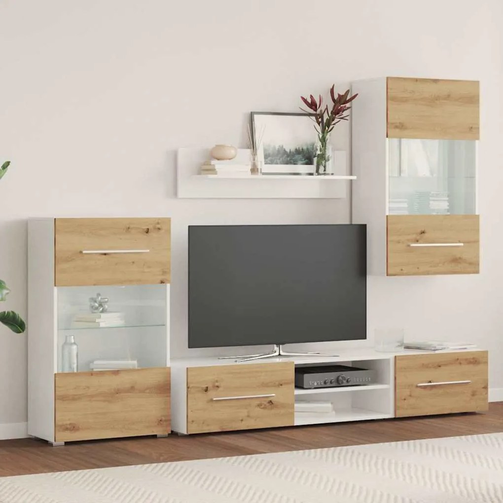 5dílná TV stolky s LED osvětlením dub artisan kompozitní dřevo 3324234