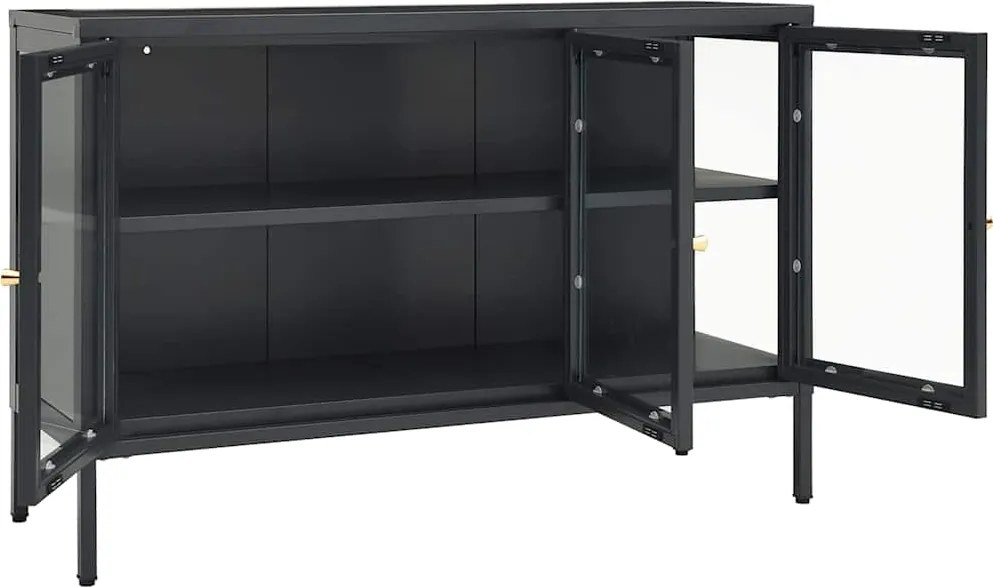 Příborník antracitový 105 x 35 x 70 cm ocel a sklo 336069