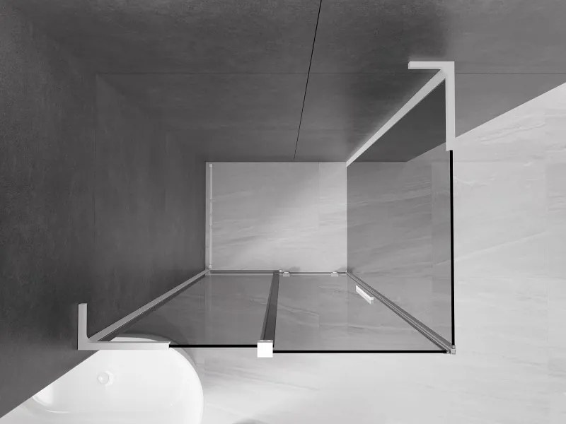 Mexen Velar L, sprchový kout s posuvnými dveřmi 90 x 85 cm, 8mm šedé sklo, bílá matná, 871-090-085-43-20