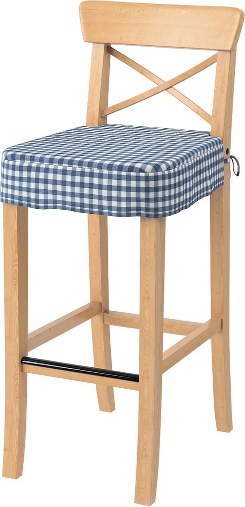 Sedák na židli IKEA Ingolf - barová barva tmavě modrá látka vzorované