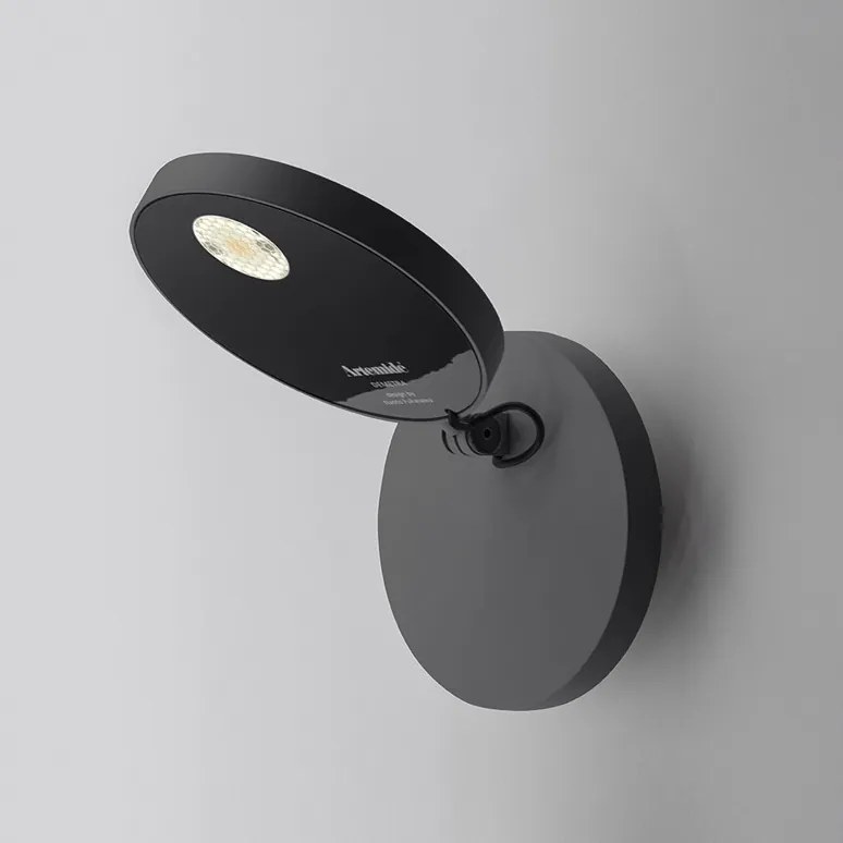 Artemide Demetra Spotlight, černé nástěnné svítidlo se stmívačem 9W 2700K průměr 13cm