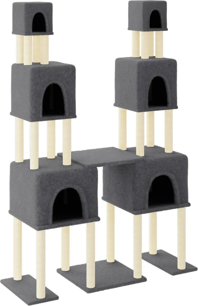 Škrabadlo pro kočky se sisalovými sloupky tmavě šedé 199 cm 172081