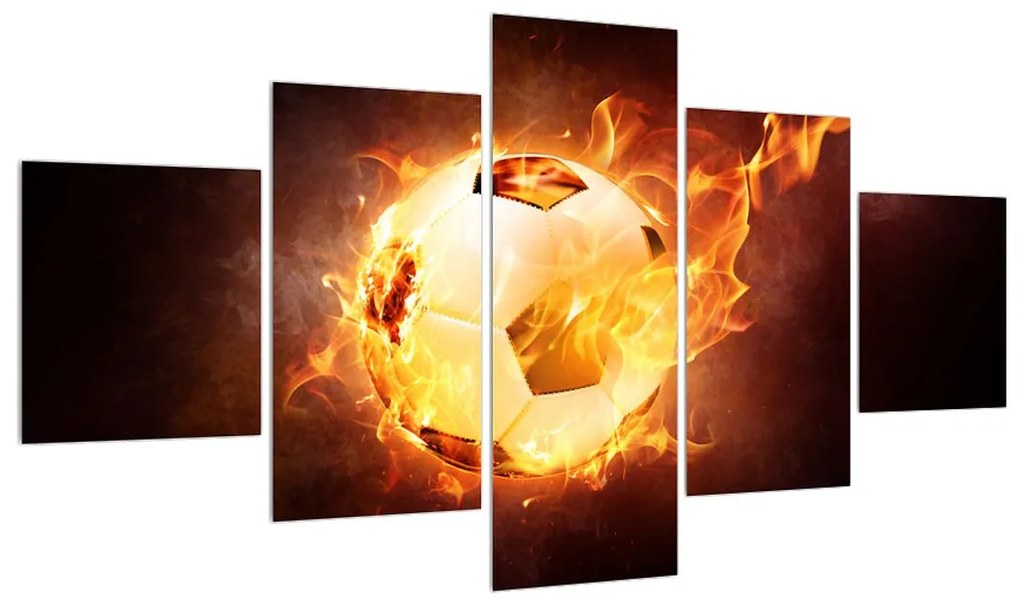 Obraz fotbalového míče v ohni (125x70 cm)