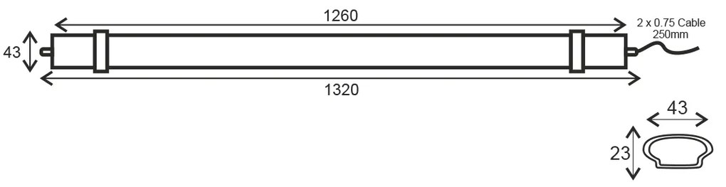 ACA Lighting LED lineární vodotěsné svítidlo TETE 36W/3000K/3000Lm/120°/IP66