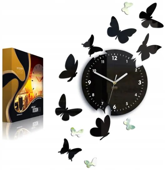 M.Clock Nástěnné akrylové 3D hodiny 28 cm motýli