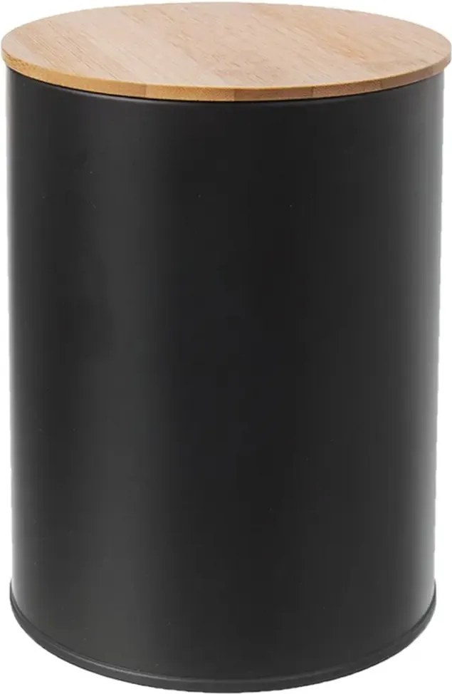 Orion Dóza na potraviny, plechová, černá, s bambusovým víčkem - 2,3l