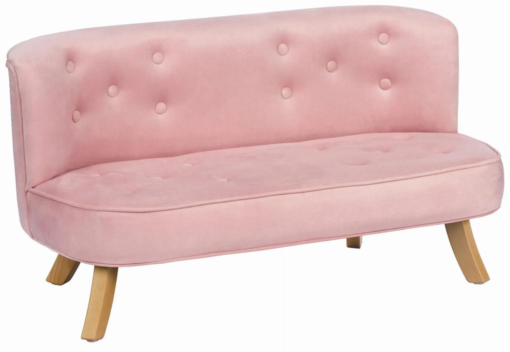 Dětská sametová sedačka růžová - Drevo, 17 25 cm