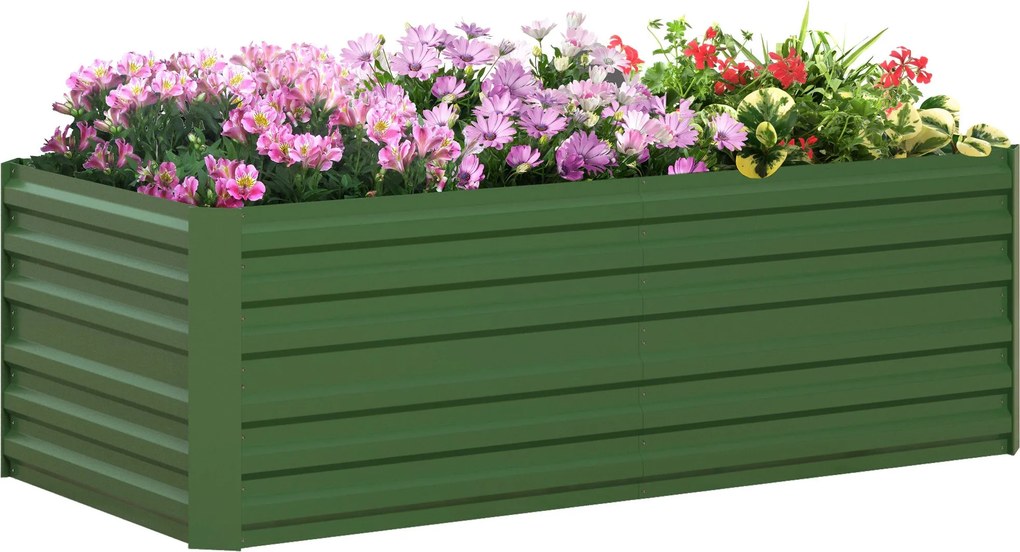 Vyvýšený zahradní záhon Outsunny z oceli, rostlinný záhon, studený rám, skládatelná nádoba na rostliny 180x90x60cm pro zahradu, balkon, terasu, zeleni