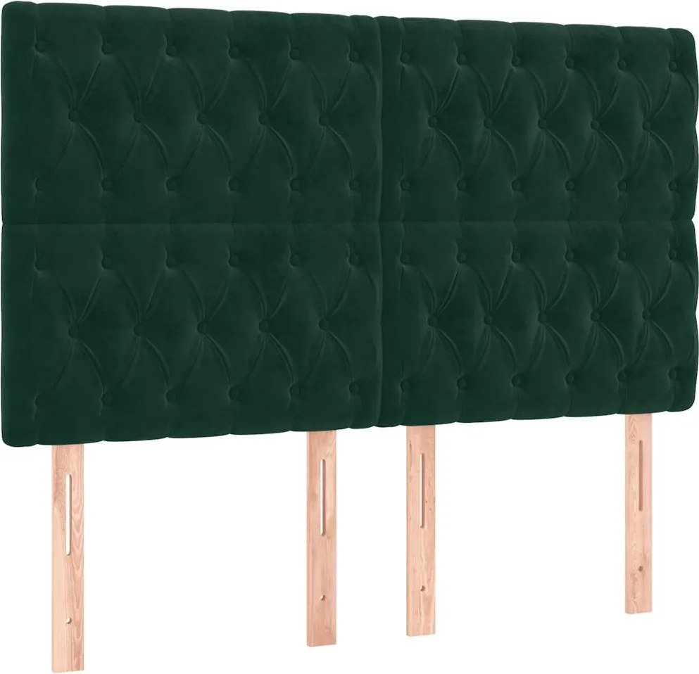Box spring postel s matrací a LED tmavě zelená 140x200 cm samet 3136308