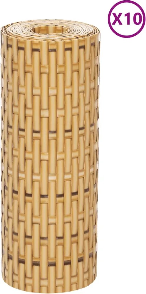 Balkonové zástěny 10 ks světle hnědé 255 x 19 cm polyratan 156317