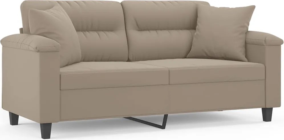 2místná pohovka s polštáři taupe 140 cm tkanina z mikrovlákna 3200971