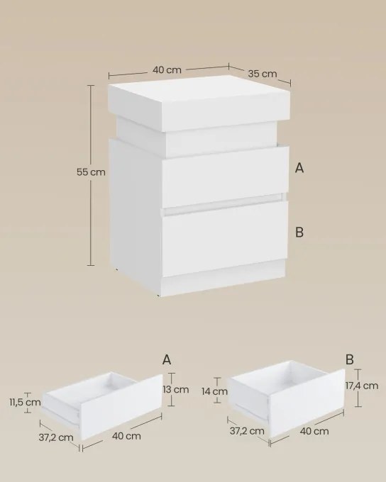 Set dvou nočních stolků KAILYN LET840WB01 (2 ks)