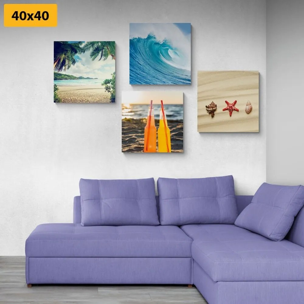 Set obrazů dovolená u moře - 4x 60x60 cm