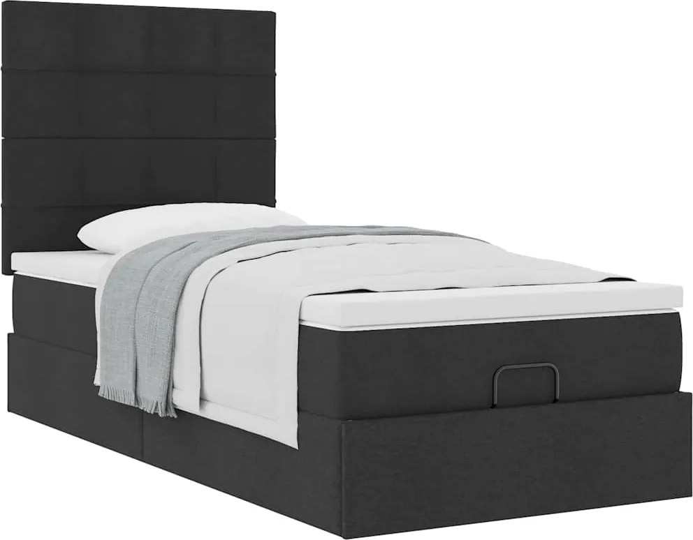Osmanský rám postele s matrací černá 90x190cm textil 3313121