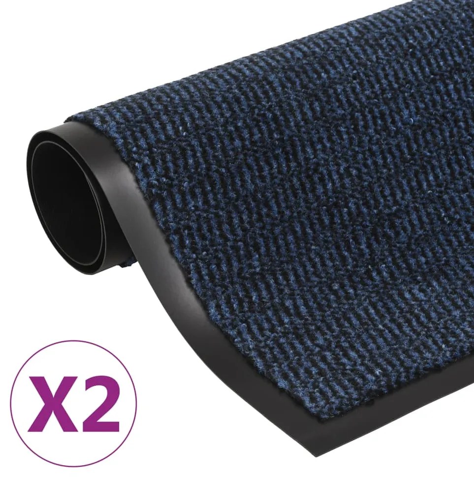 Protiprachové obdélníkové rohožky 2 ks všívané 40 x 60 cm modré 3051604