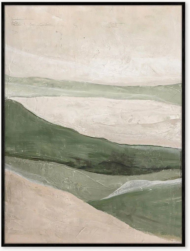 Ručně malovaný zarámovaný obraz na plátně Green Field
