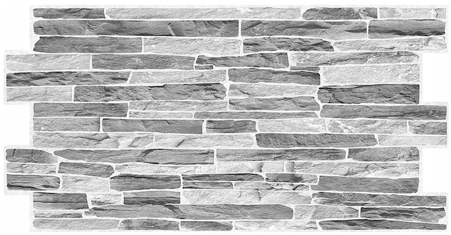 Obkladový 3D PVC panel 98 x 50 cm - Silver Stone Dark stříbrný kámen šedý