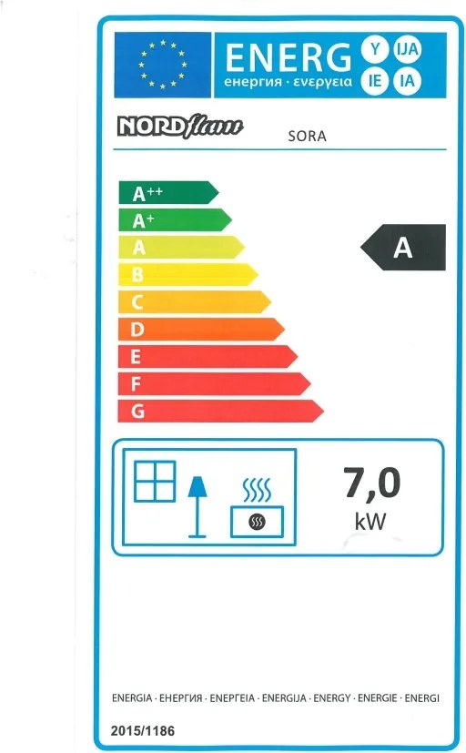 NordFlam Krbová litinová kamna SORA Eko s extérním přívodem vzduchu - 7 kW + příslušenství
