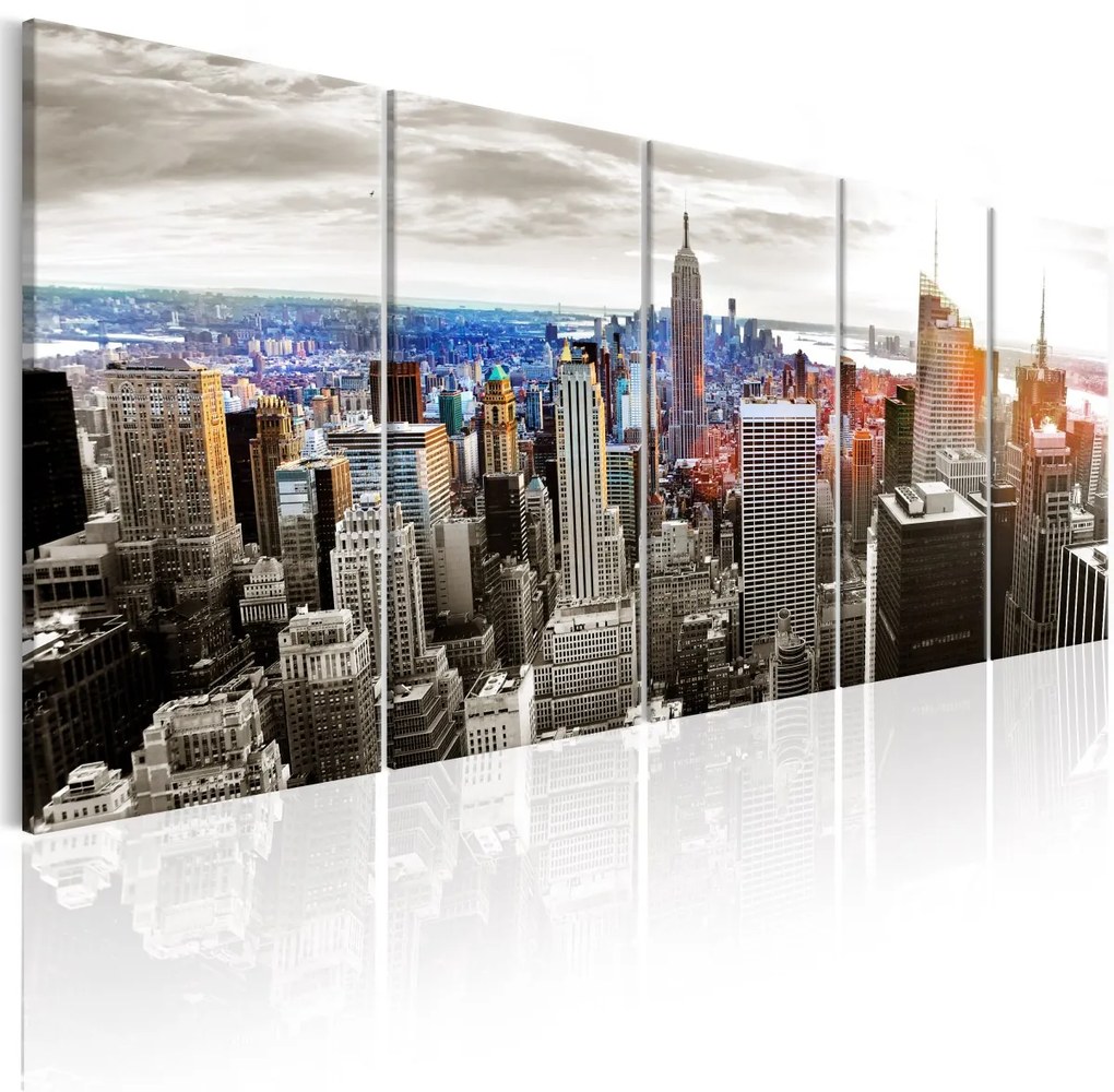 Vícedílný obraz New York Manhattan + háčky a hřebíčky ZDARMA Velikost (šířka x výška): 150x60 cm