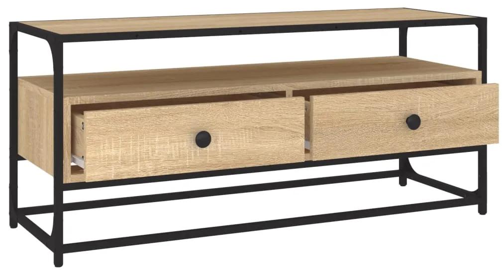 TV skříňka Elida - 100x35x45 cm - kompozitní dřevo + ocel | dub sonoma