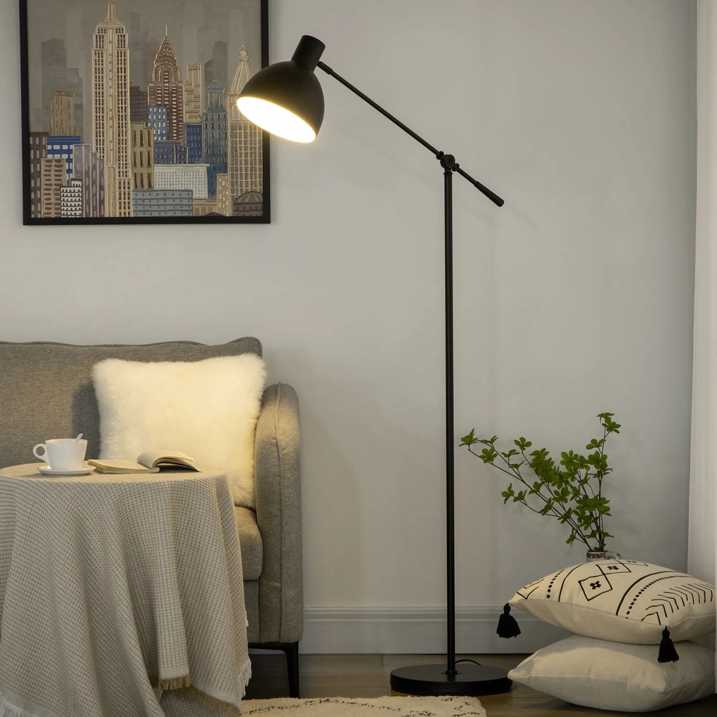 HOMCOM Stolní lampa v průmyslovém designu, výškově nastavitelná, nožní spínač; 30 m x 30 cm x 131 cm, černá