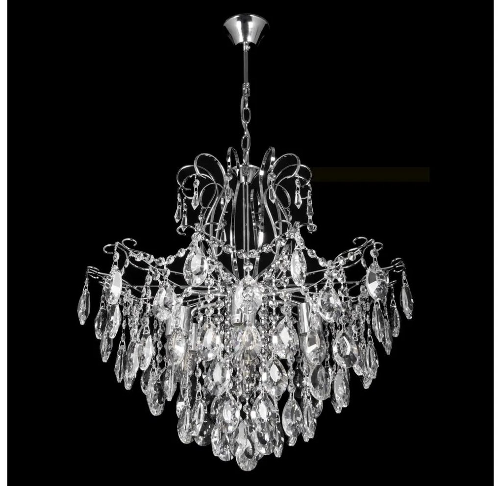 Křišťálový lustr na řetězu 6xE27/60W/230V