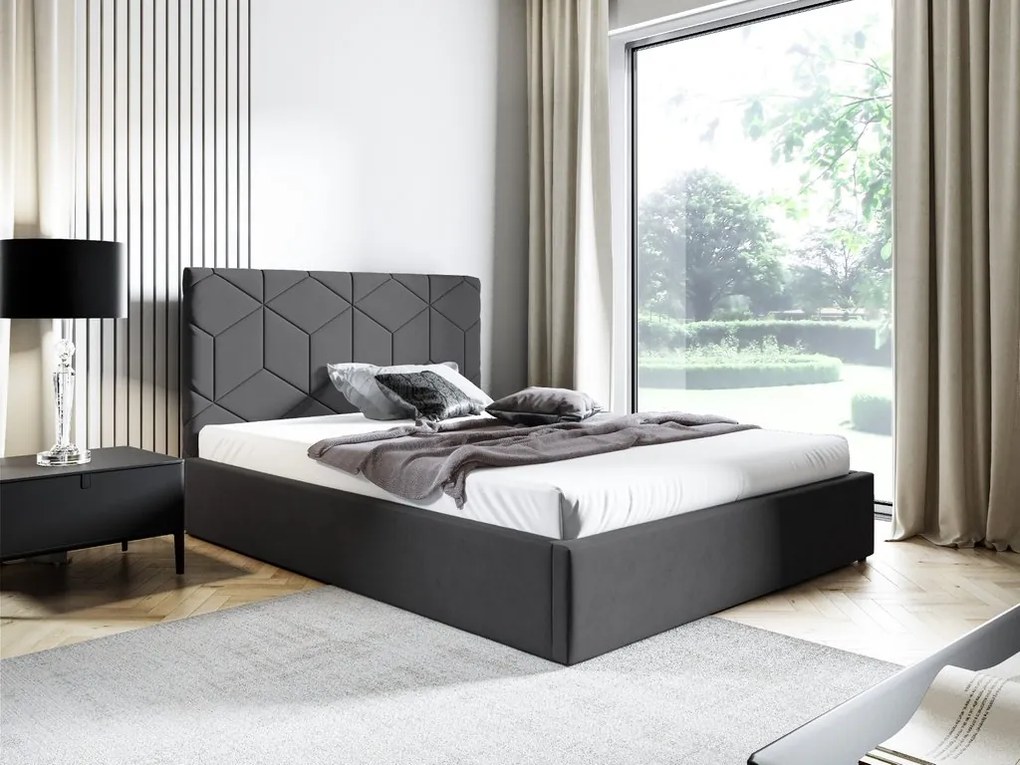 Eka Čalouněná postel BOX 180x200 cm Barva látky Trinity: Modrá (Trinity 2313), Úložný prostor: Bez úložného prostoru