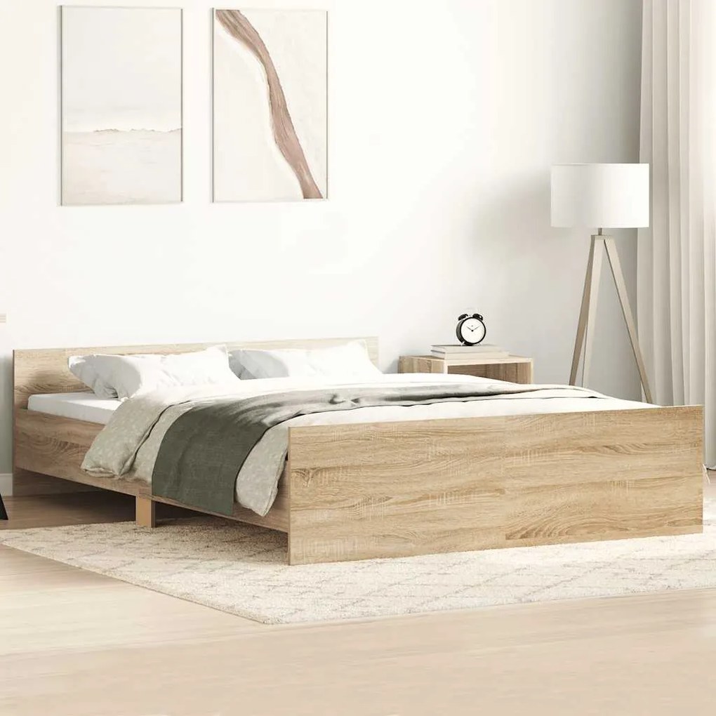 Rám postele s hlavovým a nožním čelem betonově šedý 120x190 cm 3203778