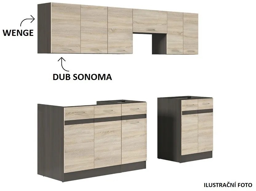 BRW Kuchyňská linka Junona Modul verze2 BBL 230 cm, wenge/dub sonoma