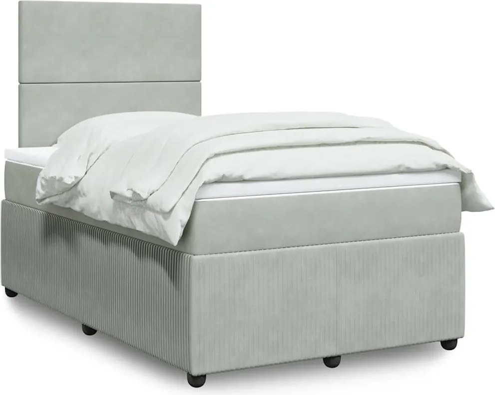 Box spring postel s matrací světle šedá 120 x 200 cm samet 3292304