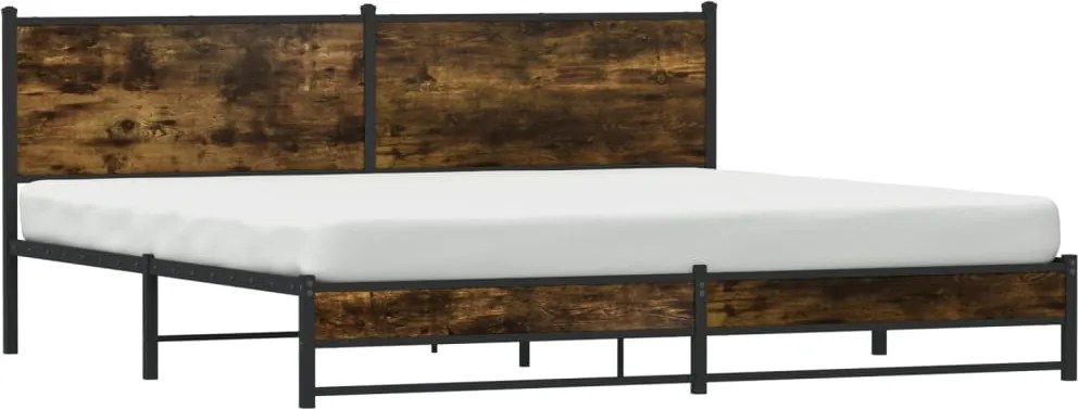 Kovový rám postele bez matrace kouřový dub 200 x 200 cm 3301384