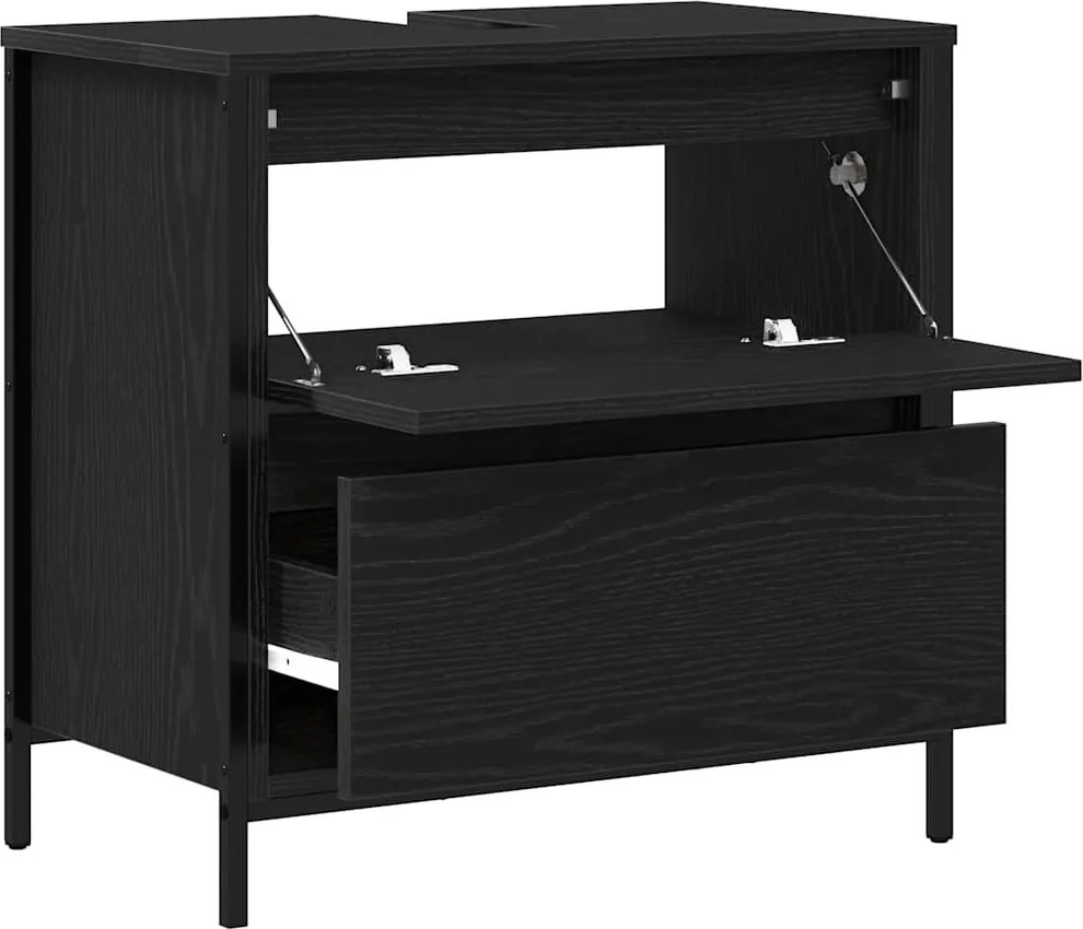 vidaXL Koupelnová skříňka s umyvadlem a zásuvkami Černý dub [861882] Barva: kouřový dub