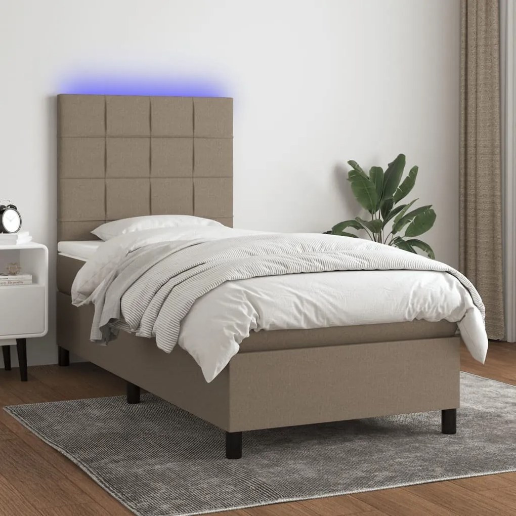 vidaXL Box spring postel s matrací a LED 80 x 200 cm textil [3134831] Barva: světle šedá