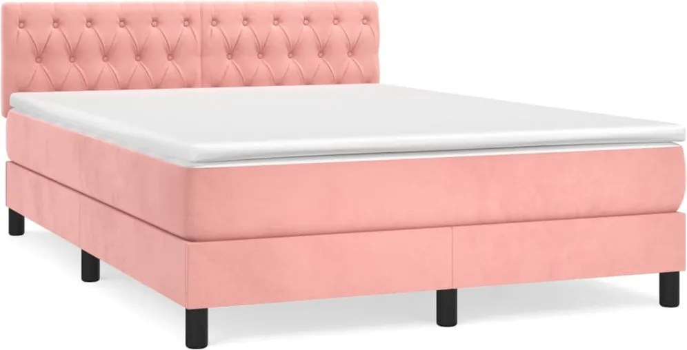 Box spring postel s matrací růžová 140x200 cm samet 3141490
