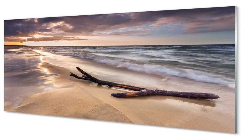 akrylový obraz Gdańsk Beach sea sunset 120x60 cm